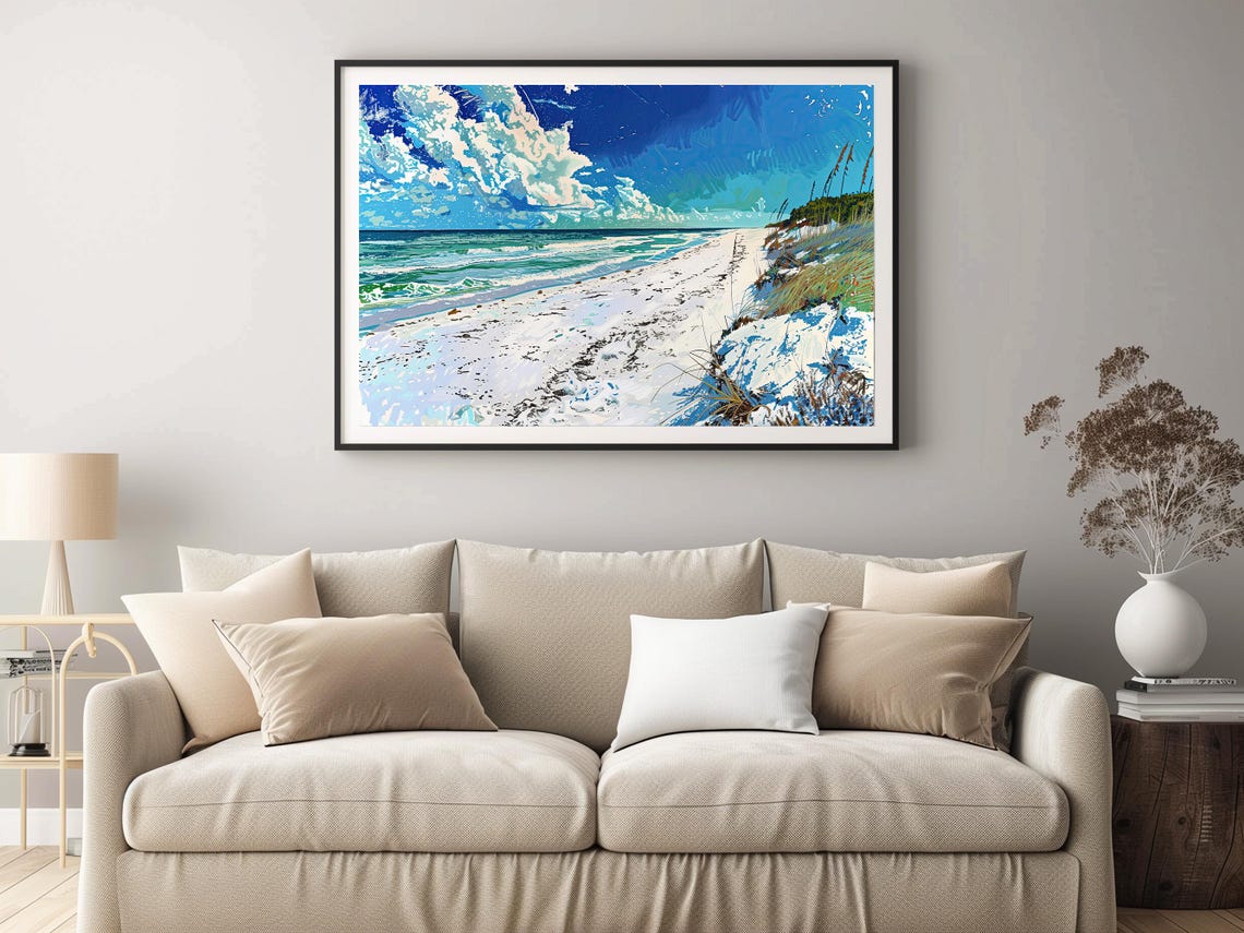 Beach Wall Art Print, Digital Download, Coastal Ocean Scene Poster ...