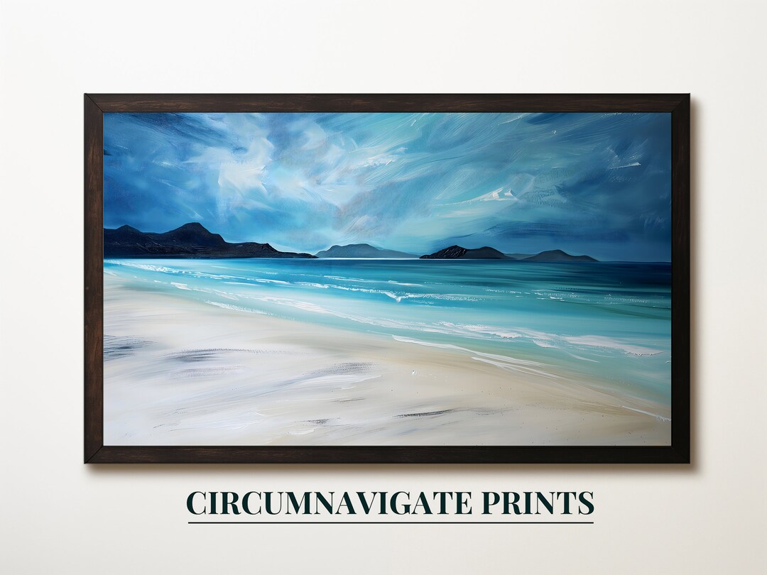 Beach Landscape Wall Art, Digital Download, Ocean Waves Painting ...