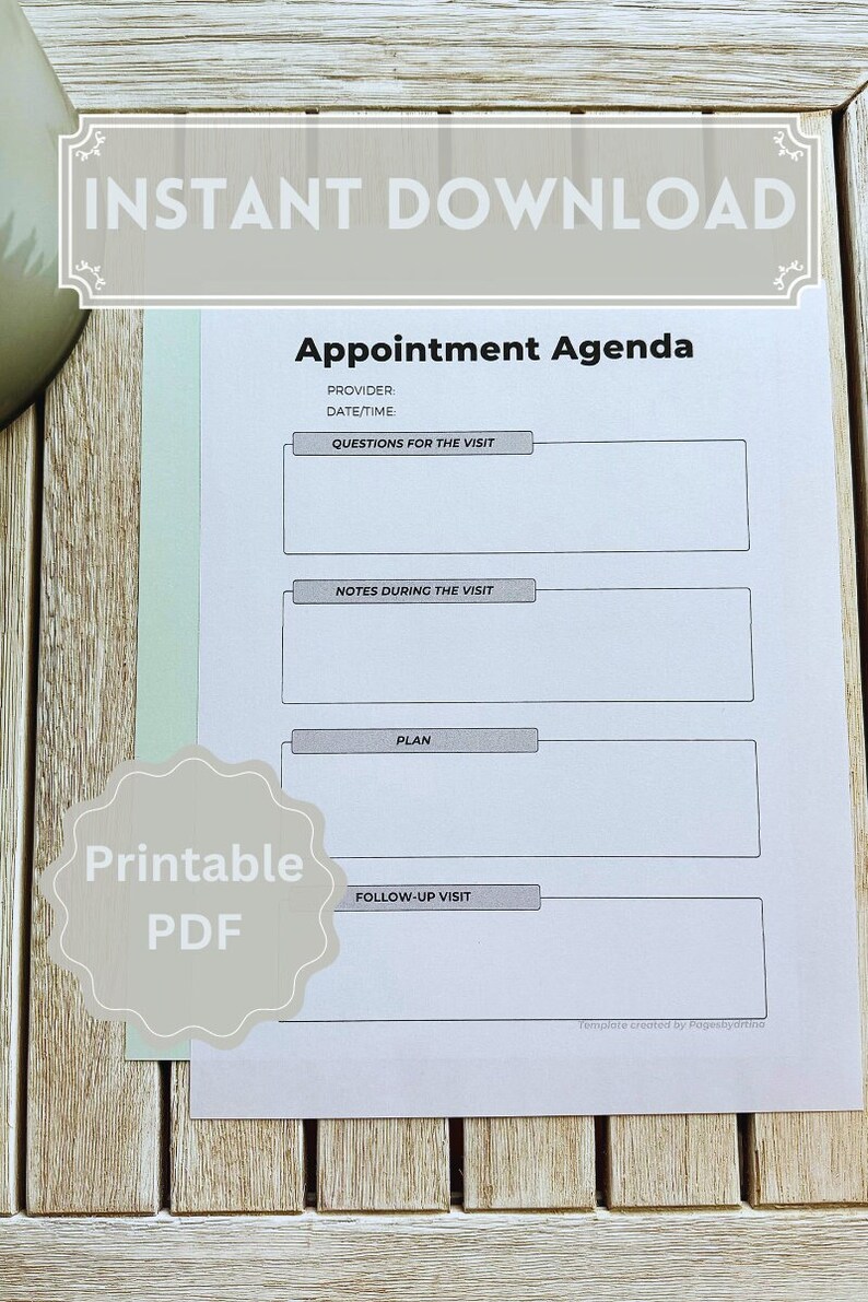 Doctor-designed Printable Appointment Agenda | Healthcare Planning ...