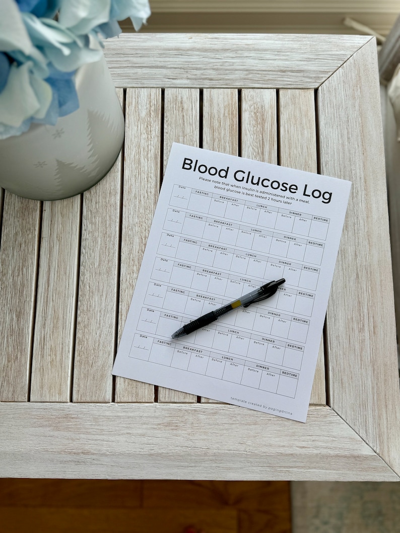 Doctor-designed Printable Blood Glucose Log for Diabetes, Gestational ...