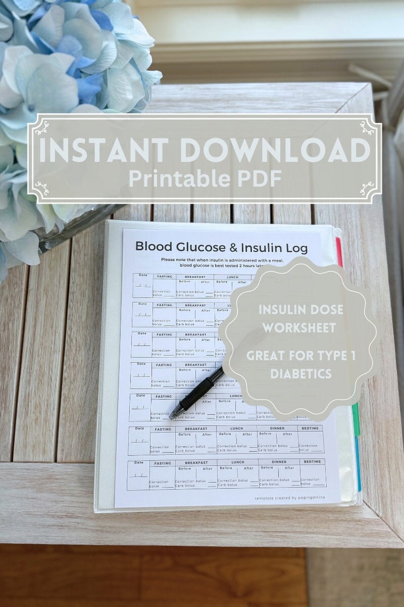 Doctor-designed Printable Blood Glucose Log and Insulin Administration ...