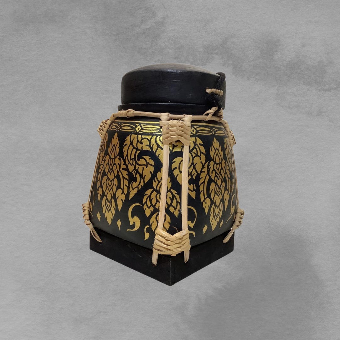 Hand-painted Thai Rice Box – Bamboo Rice Basket With Thai Pattern ...