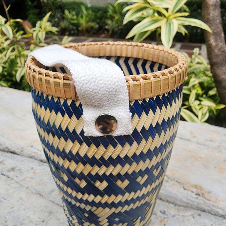 Handwoven Bamboo Tumbler Holder: Thai Elephant Design, Eco-friendly - Etsy