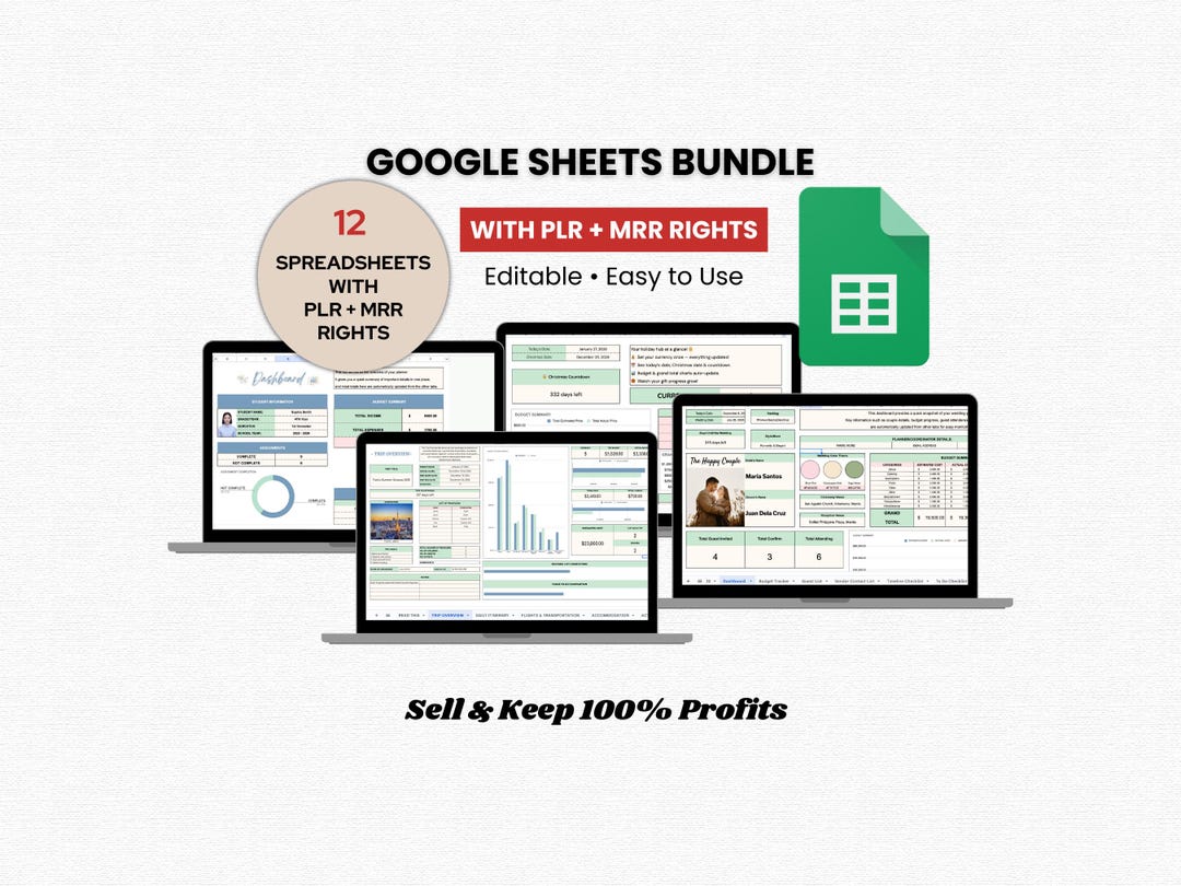 Google Sheets Template Bundle With PLR + MRR Rights Digital Product ...