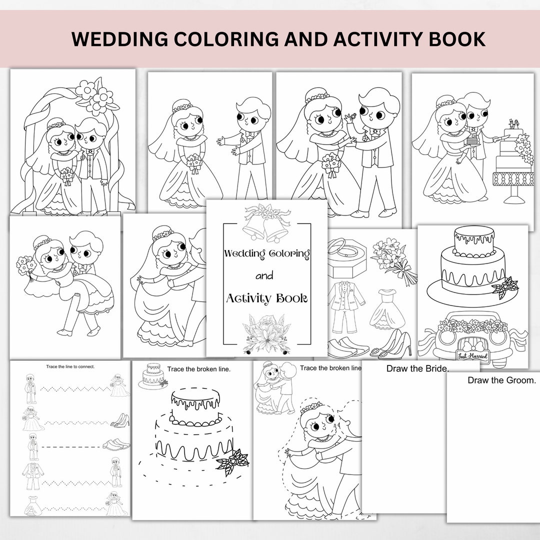 Wedding Coloring Book, Kids Activity Book, Wedding Coloring Book for ...