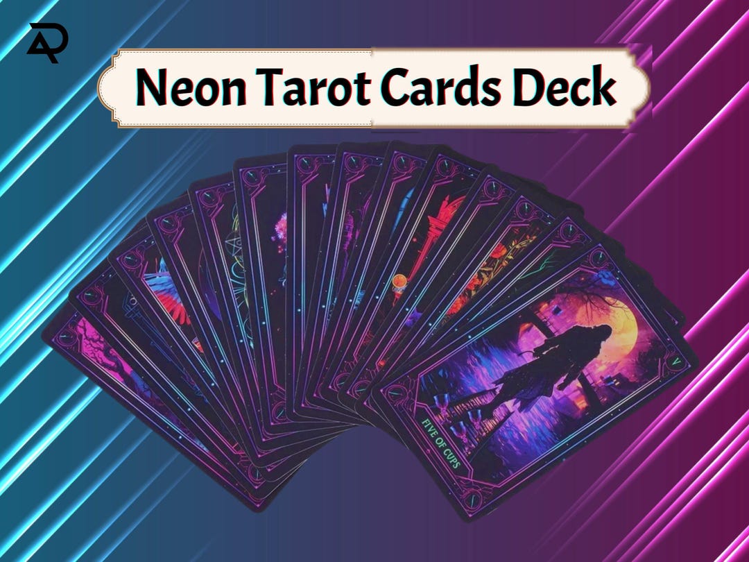 Neon Tarot Cards Deck • Vibrant Tarot Deck With Guidebook • 78 Custom ...