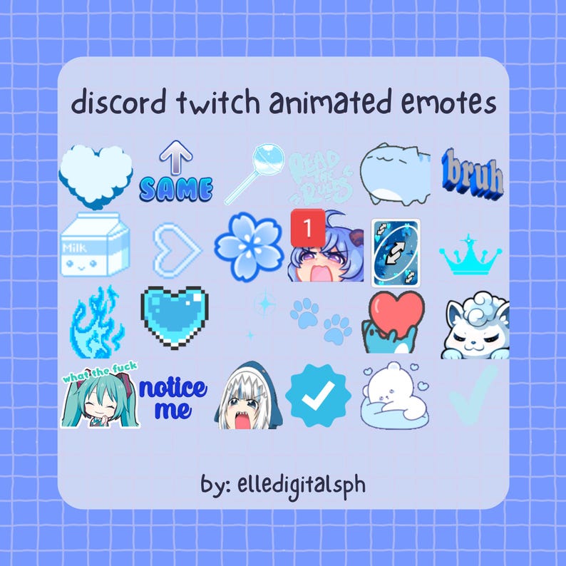 Blue Animated Emotes Pack for Twitch/discord: Kawaii Gamer Bundle ...