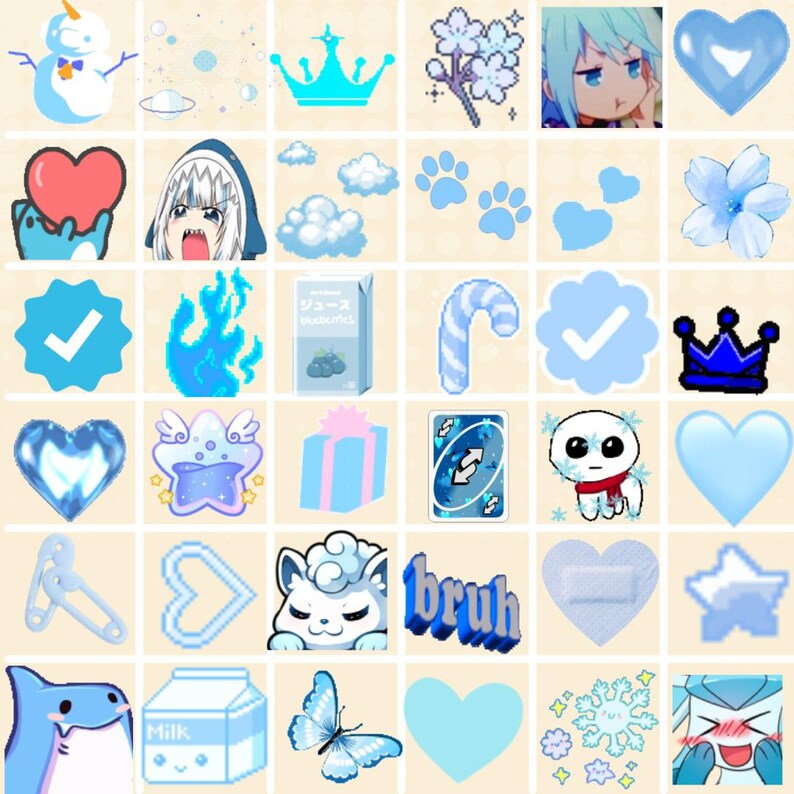 Blue Emotes Pack for Discord and Twitch | Instant Download | Cute ...