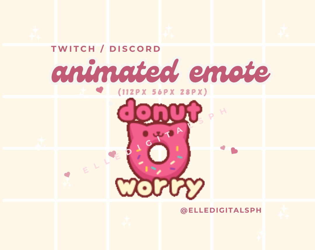 Donut Worry Animated Emote: Kawaii Pink Text (digital Download) - Etsy