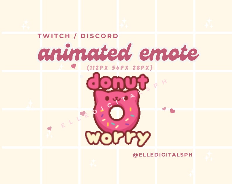 Donut Worry Animated Emote: Kawaii Pink Text (digital Download) - Etsy