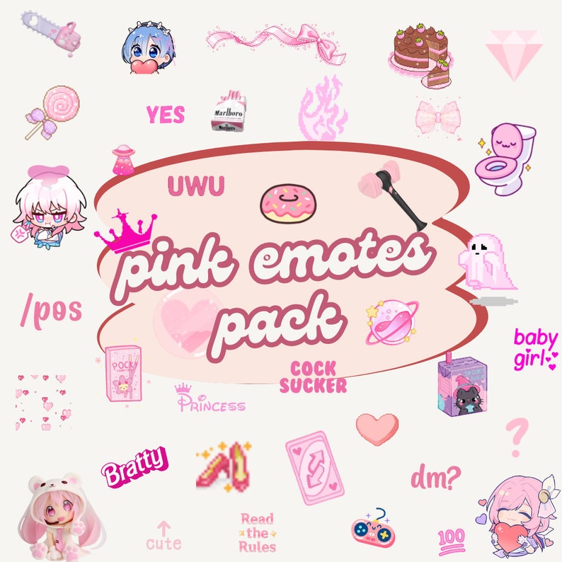 Pink Animated Emotes Pack: Kawaii Gamer Stream Assets (digital Download ...