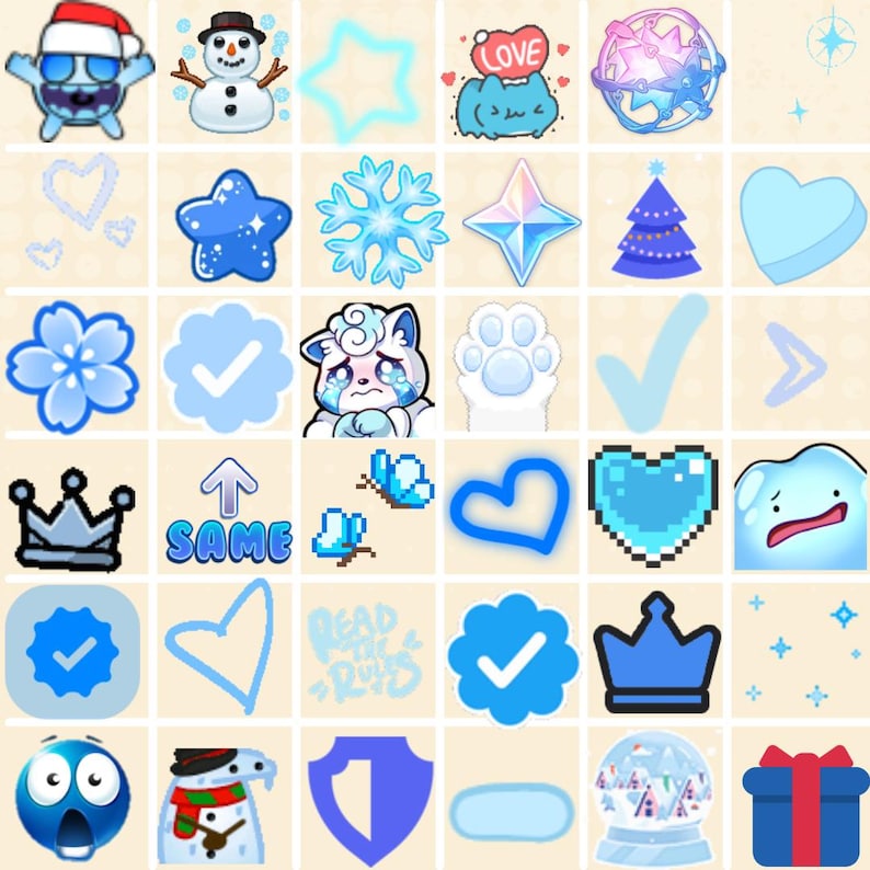 Blue Emotes Pack: Kawaii Gamer Stream Bundle (animated & Static ...