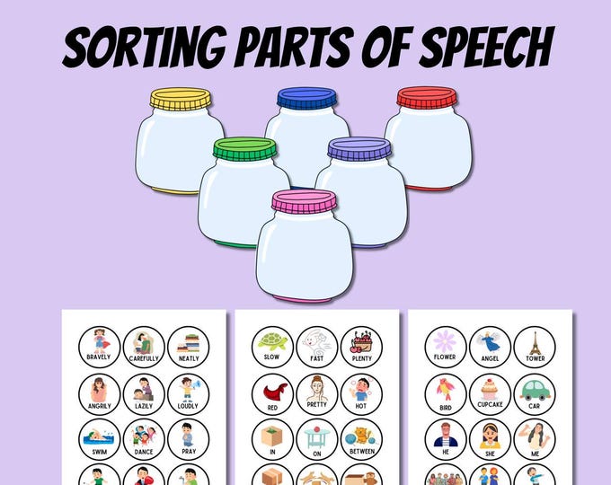 Montessori Parts of Speech Noun and Verb Sorting Activity. - Etsy Canada