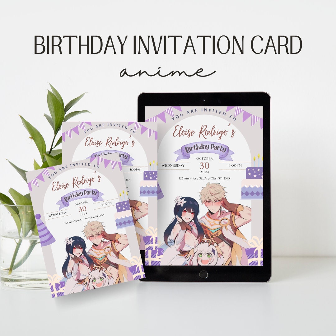 Editable Spy Fam Anyah Birthday Invitation Card, Gen-shin Impact Theme ...