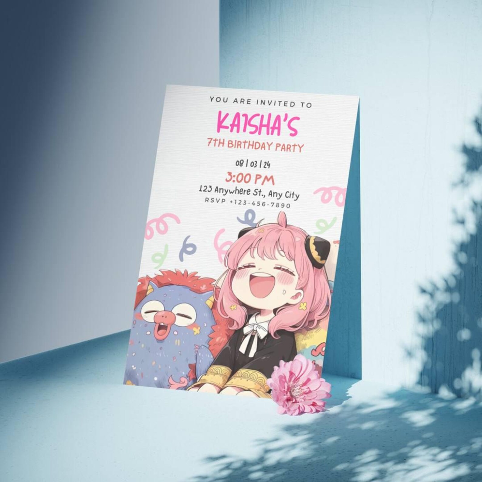 Editable Anyah Birthday Invitation Card, Family of Spy, Anime ...