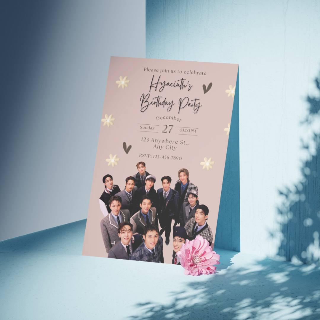 Editable Seventeen Birthday Invitation Card, SVT, Kpop Party, Music ...