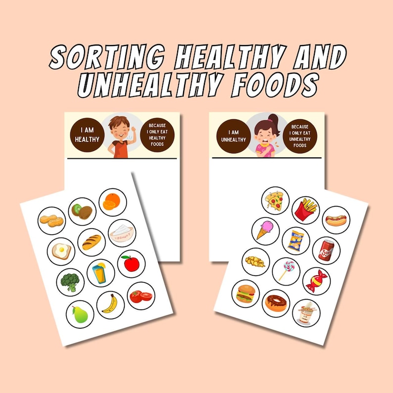 Printable Sorting Healthy and Unhealthy Foods, Nutrition Sorting, Food ...