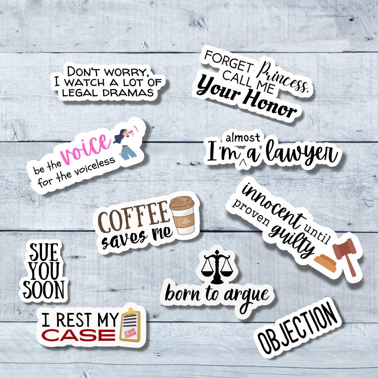 10 Digital Lawyer Stickers, Motivational Stickers, PNG File, Law ...