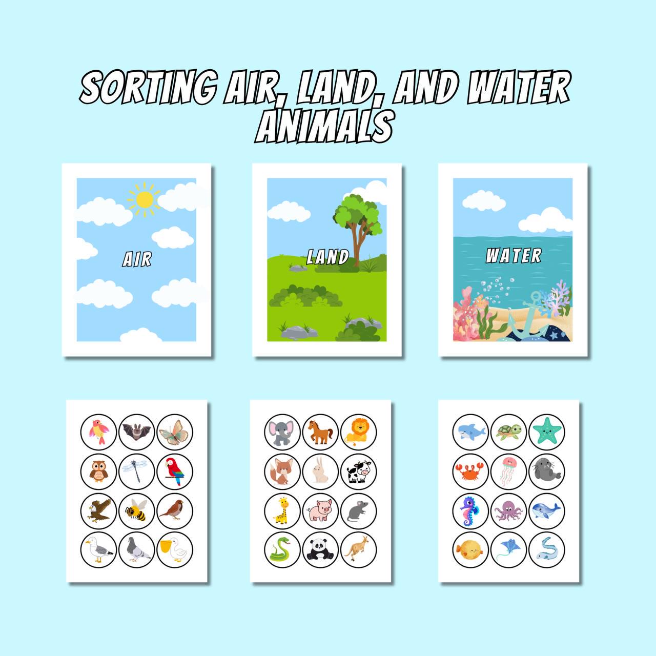 Printable Sorting Air, Land, and Water Animals, Sorting Activity ...