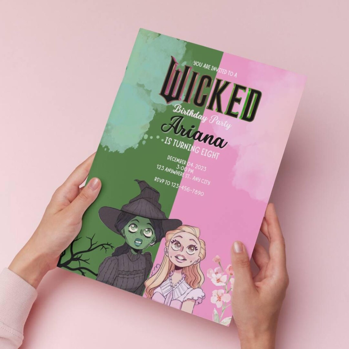 Editable Wicked Birthday Invitation Card, Wicked Invite, Wicked Movie ...