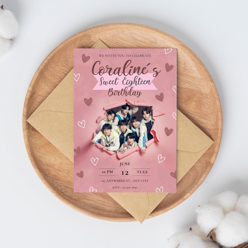 Editable ENHYPEN Birthday Invitation Card, Kpop Birthday Celebration ...