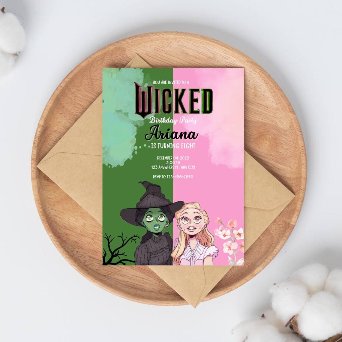 Editable Wicked Birthday Invitation Card, Wicked Invite, Wicked Movie ...