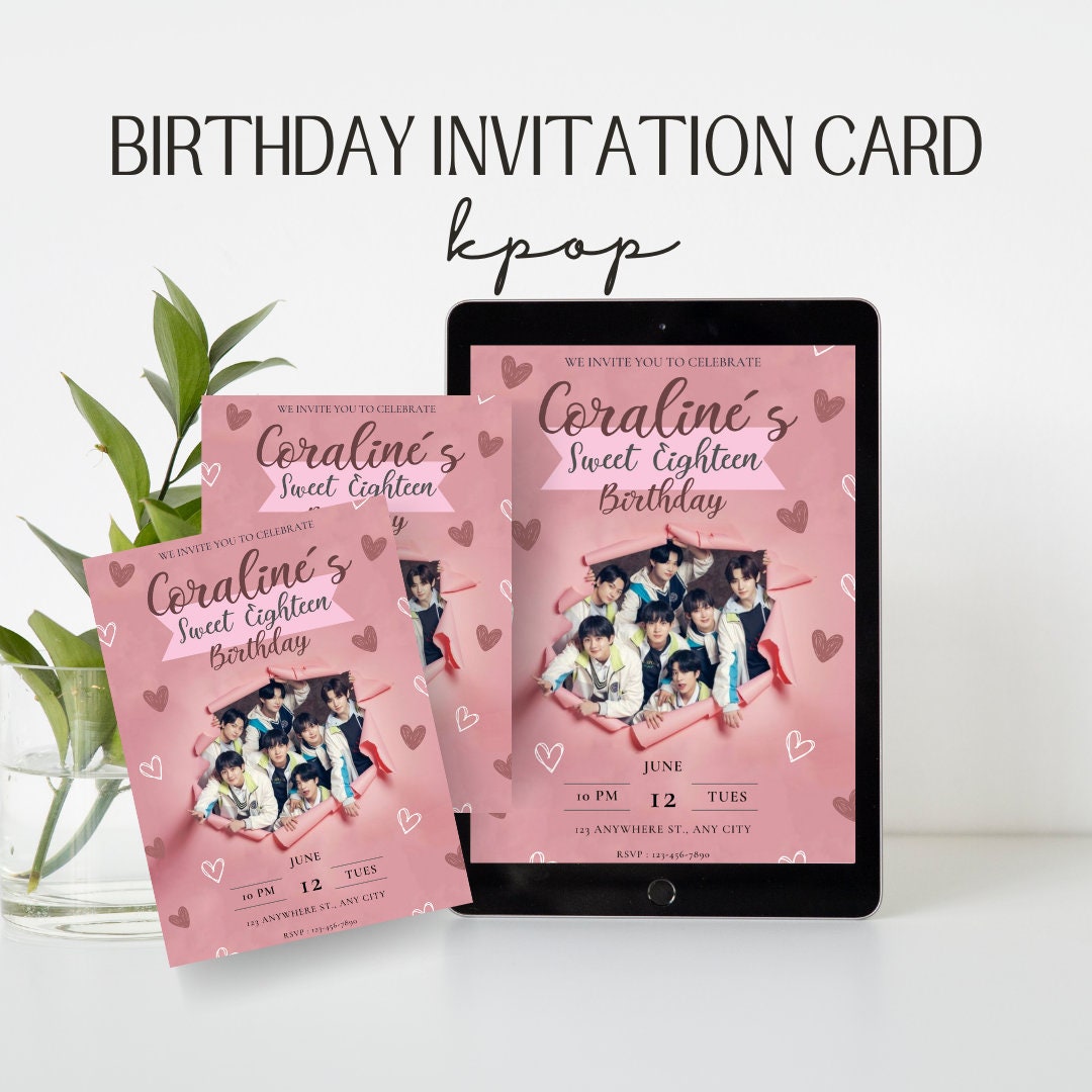 Editable ENHYPEN Birthday Invitation Card, Kpop Birthday Celebration ...