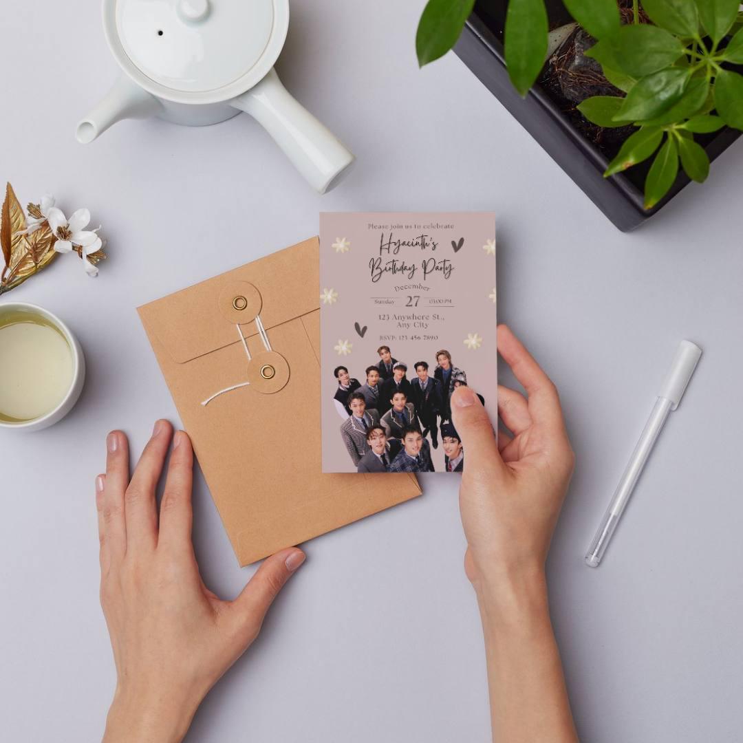 Editable Seventeen Birthday Invitation Card, SVT, Kpop Party, Music ...