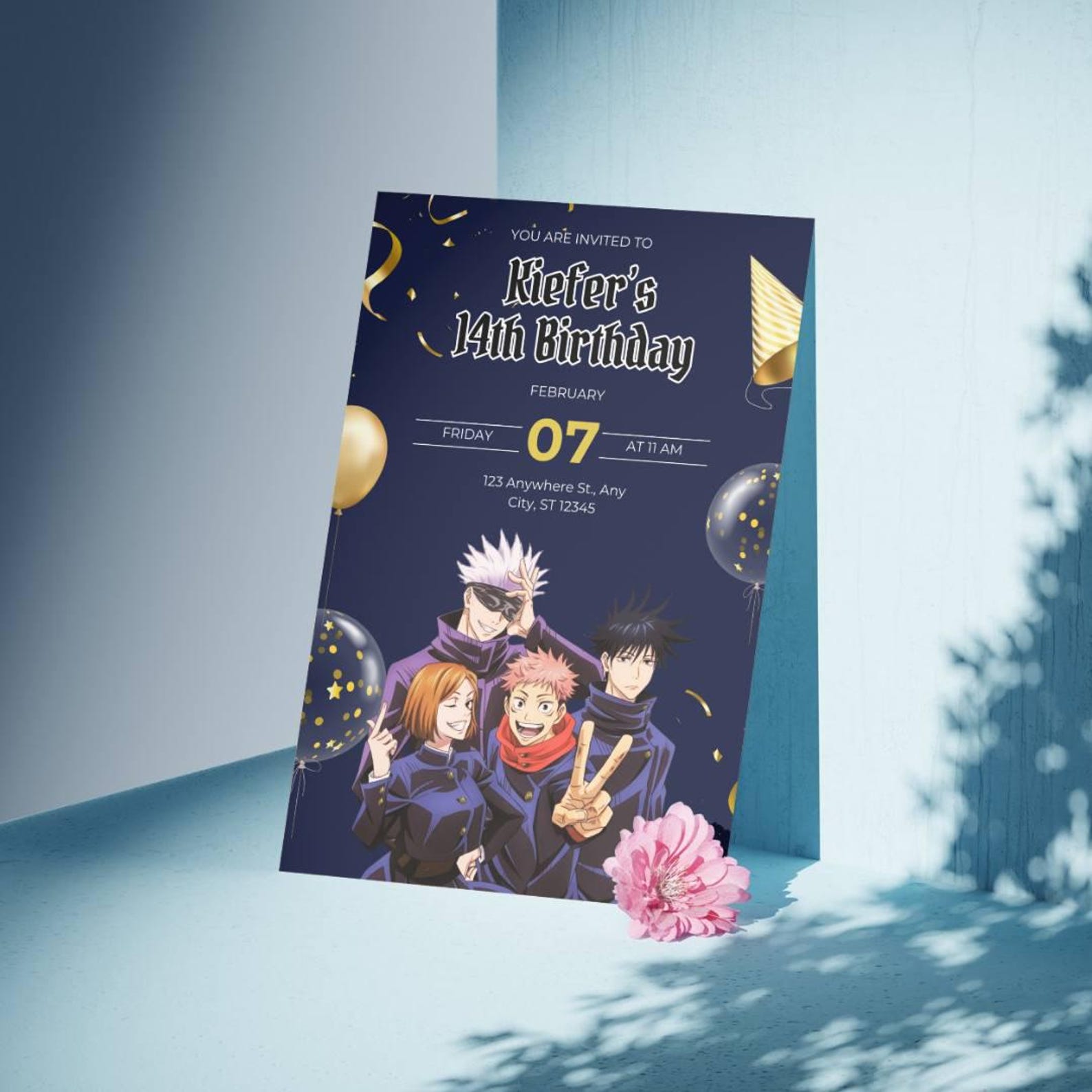 Editable Jujut-su Kai-sen Birthday Invitation Card, Ita-dori, Jjk ...