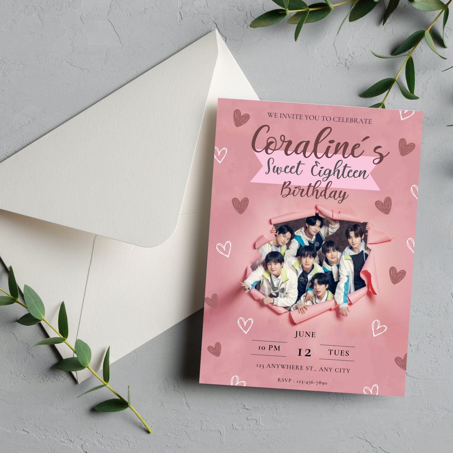 Editable ENHYPEN Birthday Invitation Card, Kpop Birthday Celebration ...