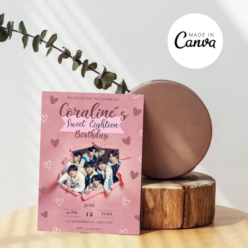 Editable ENHYPEN Birthday Invitation Card, Kpop Birthday Celebration ...