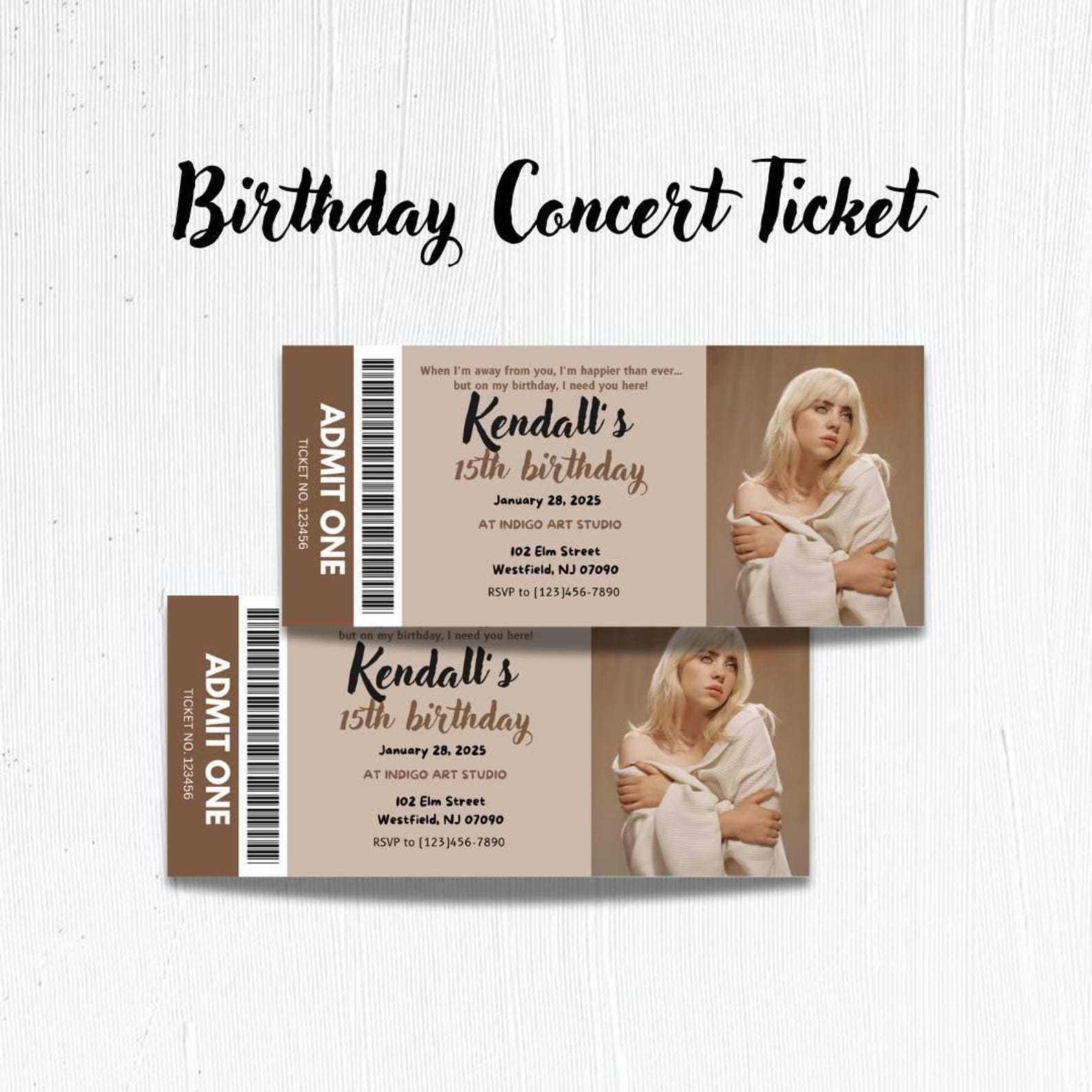 Editable Billie Eilish Concert Birthday Invitation, VIP Birthday ...