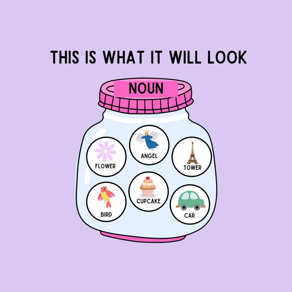 Printable Parts of Speech Sorting Jars, Noun, Verb, Adjective, Adverb ...