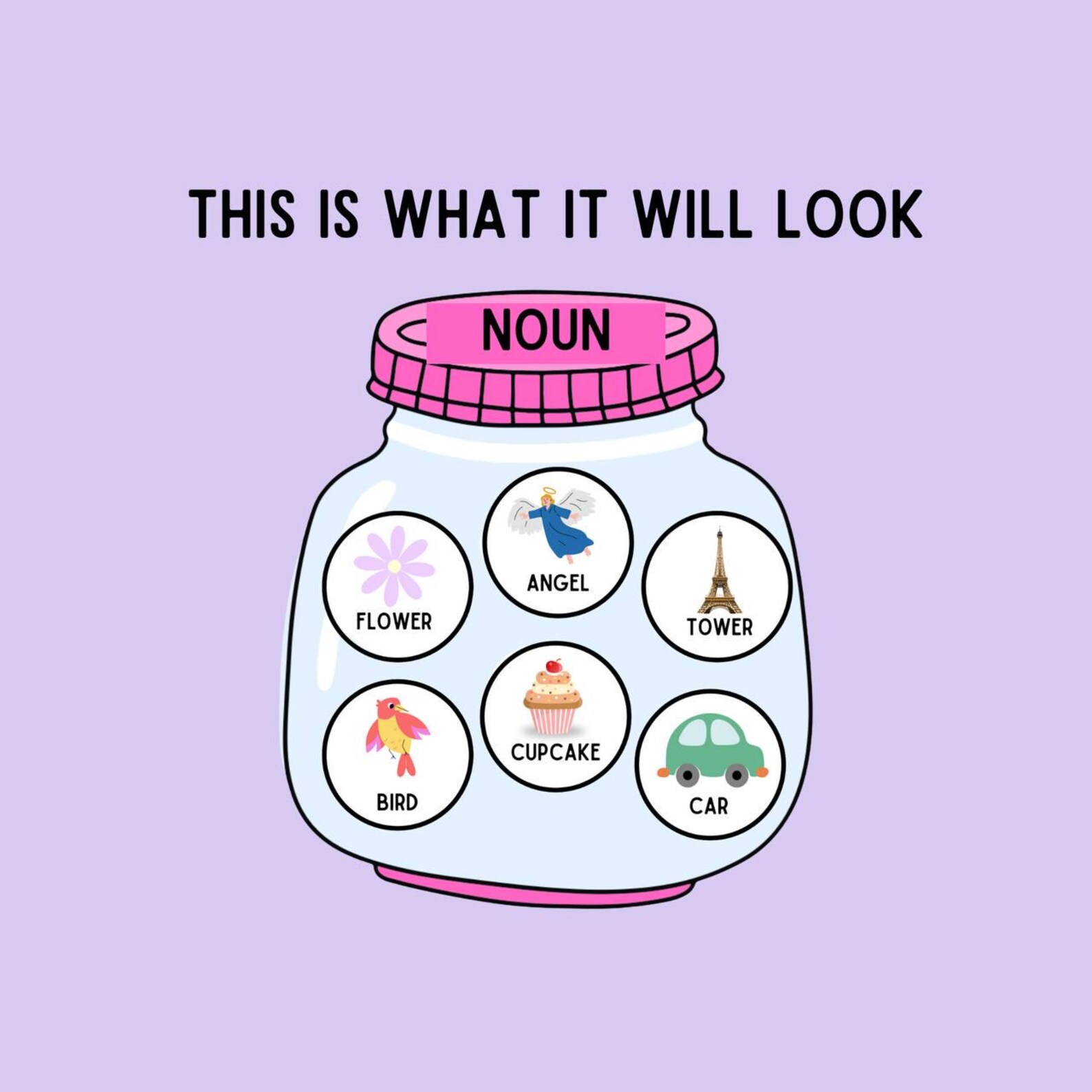 Printable Parts of Speech Sorting Jars, Noun, Verb, Adjective, Adverb ...