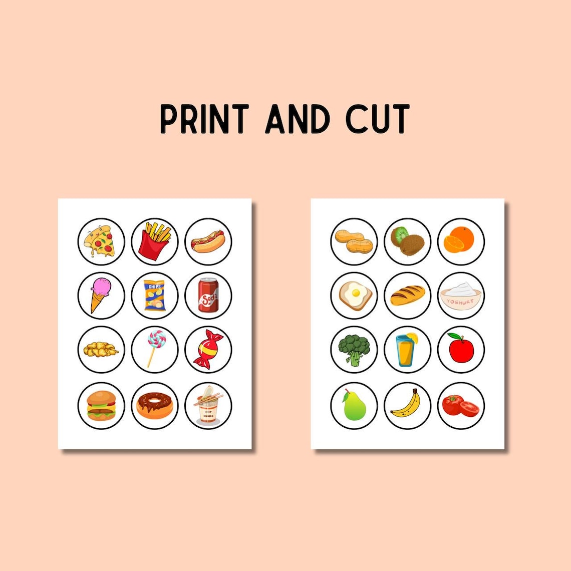 Printable Sorting Healthy and Unhealthy Foods, Nutrition Sorting, Food ...