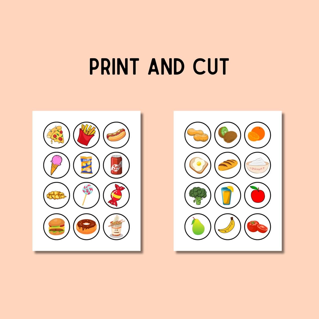 Printable Sorting Healthy and Unhealthy Foods, Nutrition Sorting, Food ...
