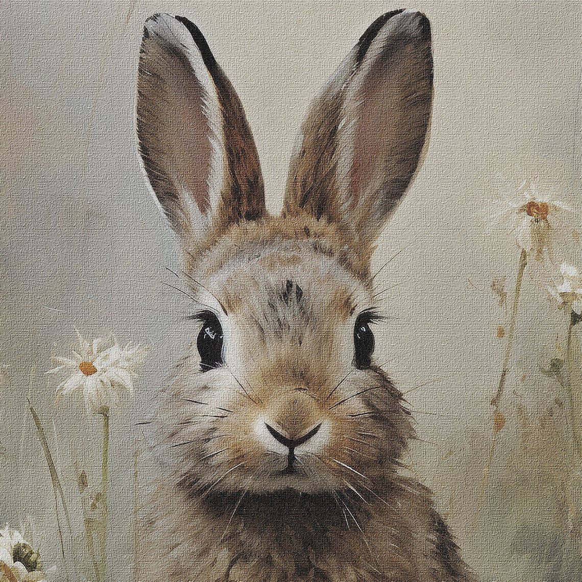 Printable Vintage Rabbit Oil Painting, Vintage Cute Rabbit Painting ...