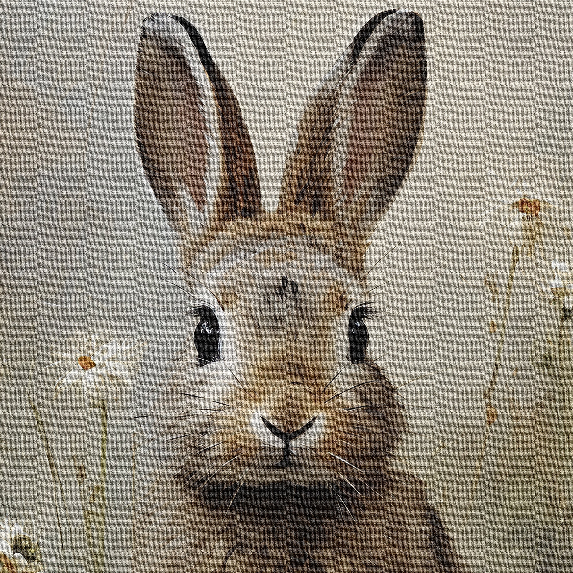 Printable Vintage Rabbit Oil Painting, Vintage Cute Rabbit Painting ...