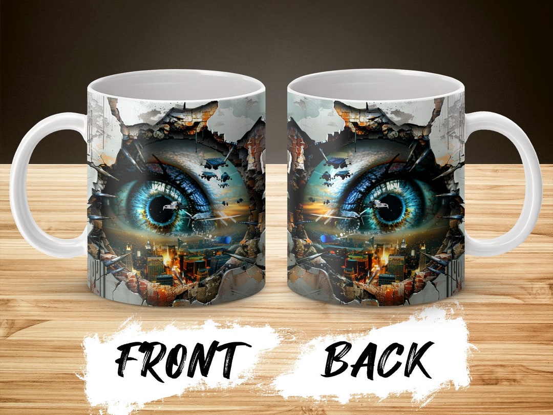 Cyberpunk Eye City Mug Wrap Design for 15oz and 11oz Mugs, Sublimation ...