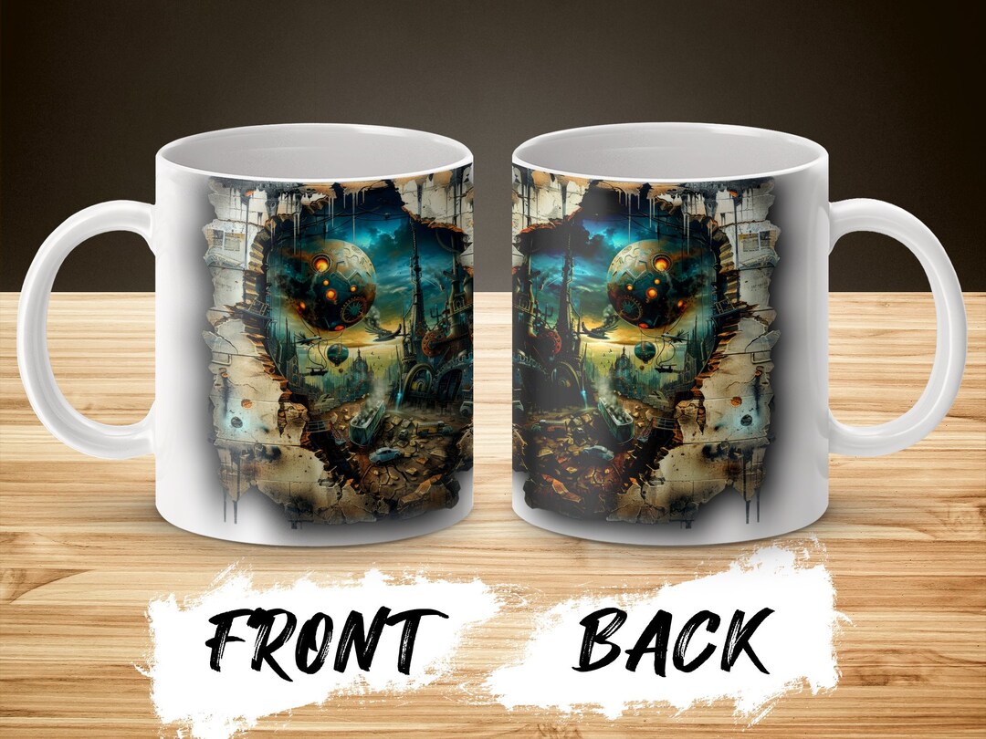 Futuristic Cyberpunk Mug Wrap Design for 15oz and 11oz Sublimation Mugs ...