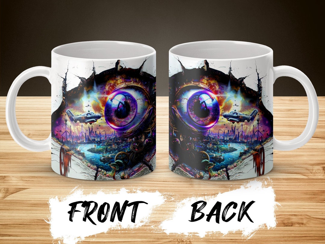 Cyberpunk Eye Mug Wrap Design for 15oz and 11oz Mugs Sublimation Wrap ...