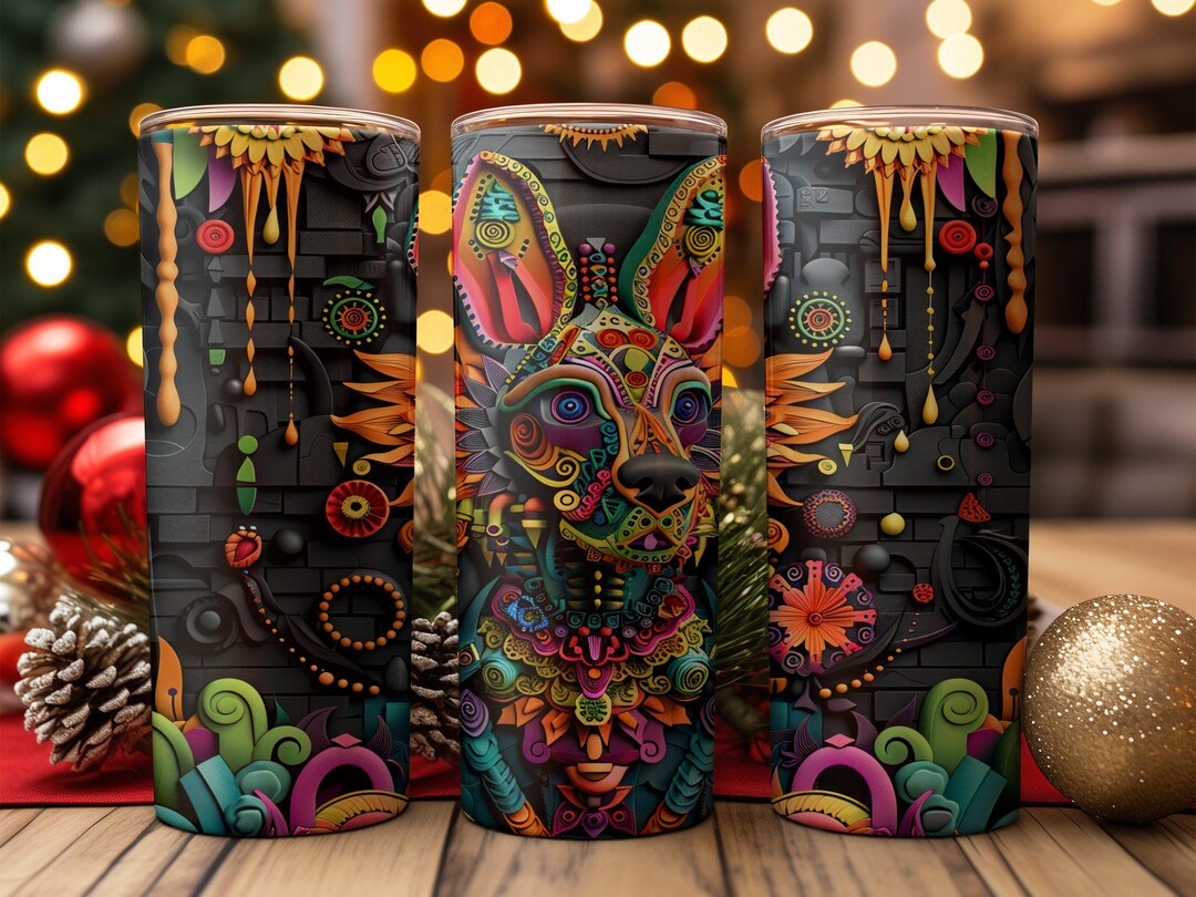 Unique Colorful 3D Xolo Tumbler, Stylish Modern Xoloitzcuintli Design ...