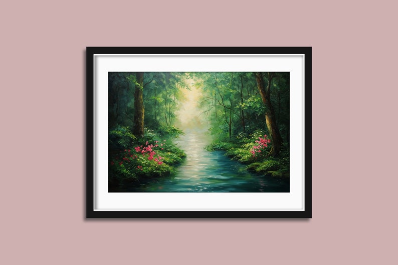 Forest Stream Canvas Art, Tranquil Nature Scene Wall Decor, Enchanted ...