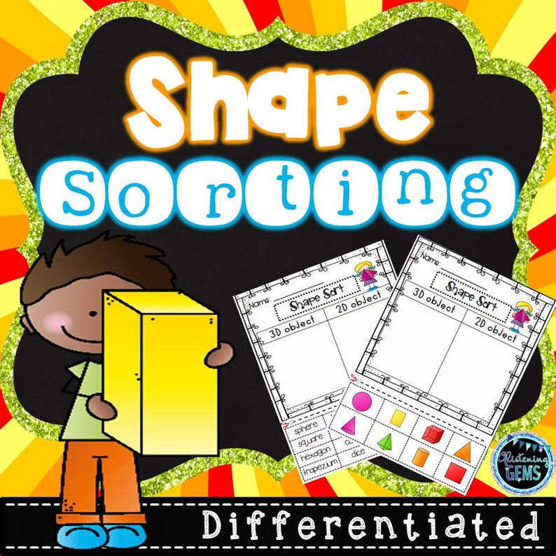 2D and 3D Shapes Worksheets | Sorting by Attributes, Cut and Paste ...