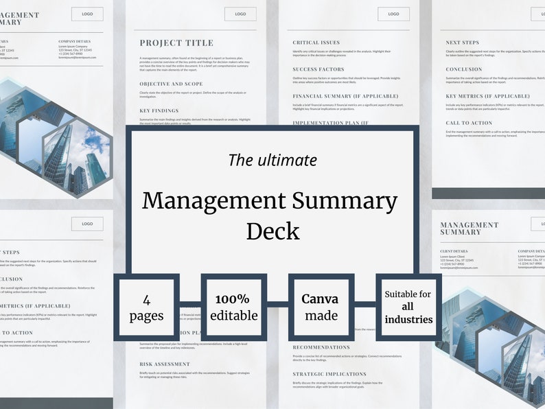 Management Executive Summary, Digital Canva Template, Project Summary ...