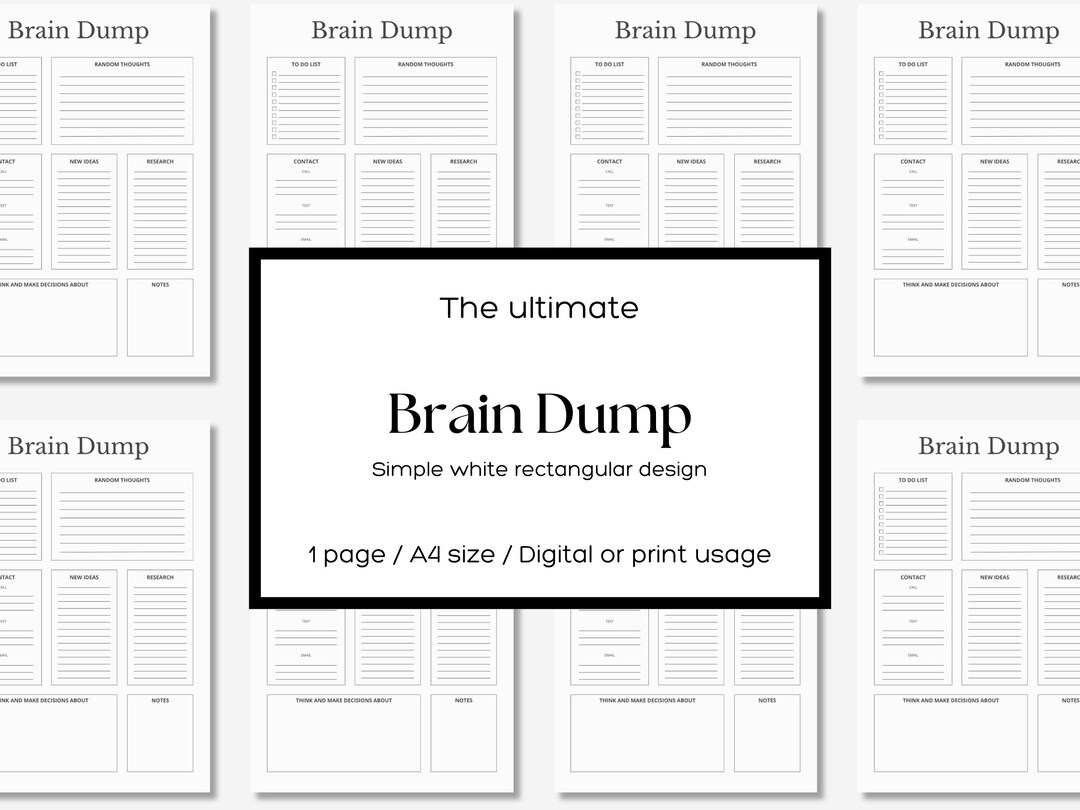 Digital Minimalist Brain Dump Planner Template, Printable Brain Dump ...