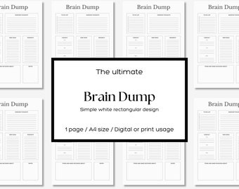 Brain Dump Digital Pdf Printable Minimalist Productivity - Etsy