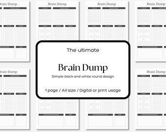 Brain Dump Digital Pdf Printable Minimalist Productivity - Etsy
