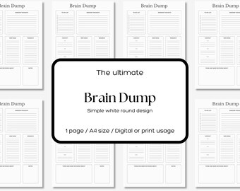 Brain Dump Digital Pdf Printable Minimalist Productivity - Etsy