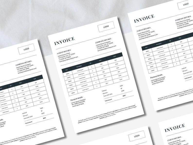 Editable Invoice Canva Template, Client Company Billing, Quotation ...